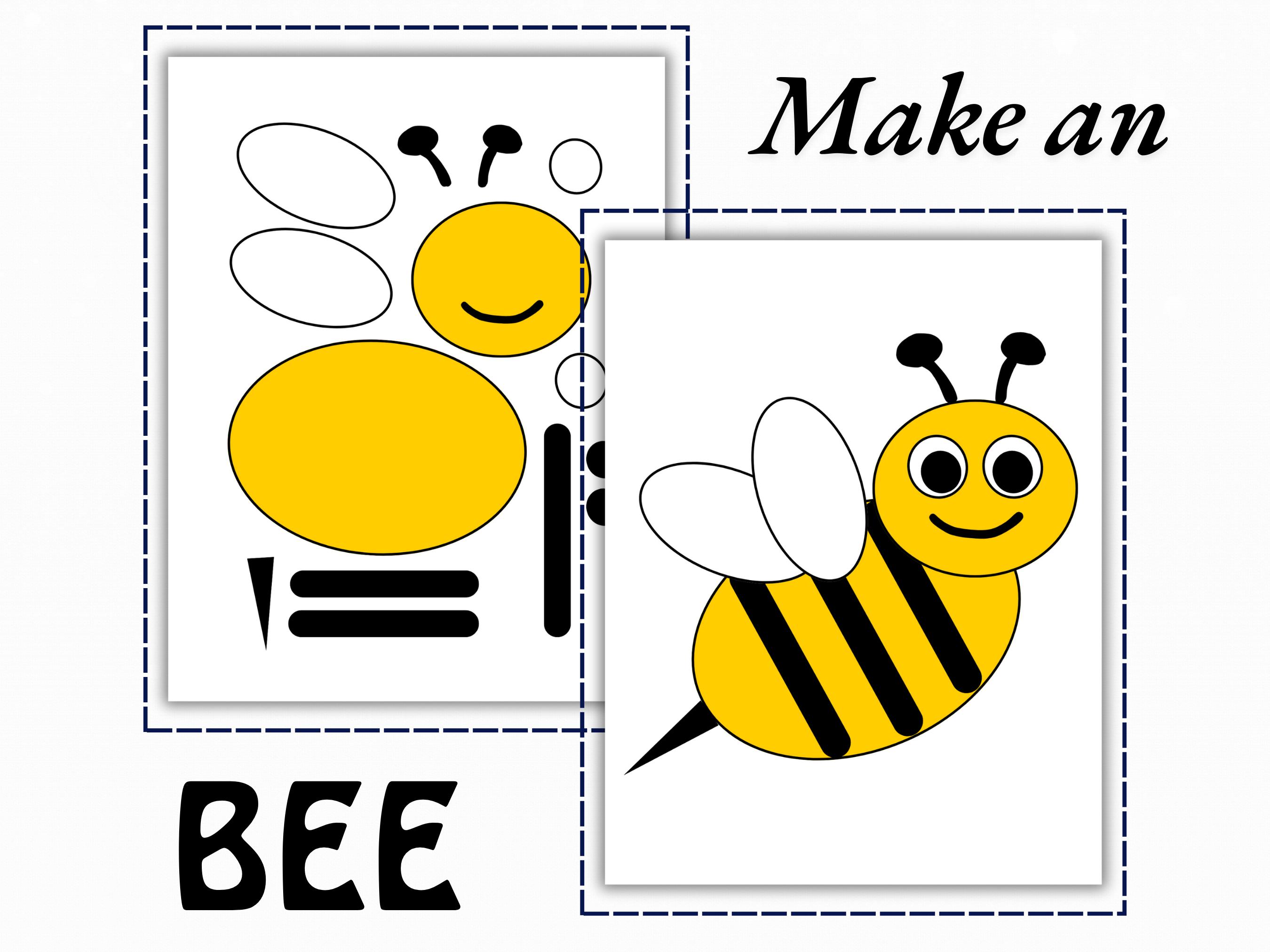 Build a Bee Cut & Paste Kid Craft, Bee Craft Printable Template, Bee ...