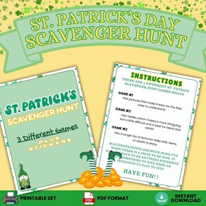 St. Patrick's Day Scavenger Hunt Games, Printable St. Patricks Games ...