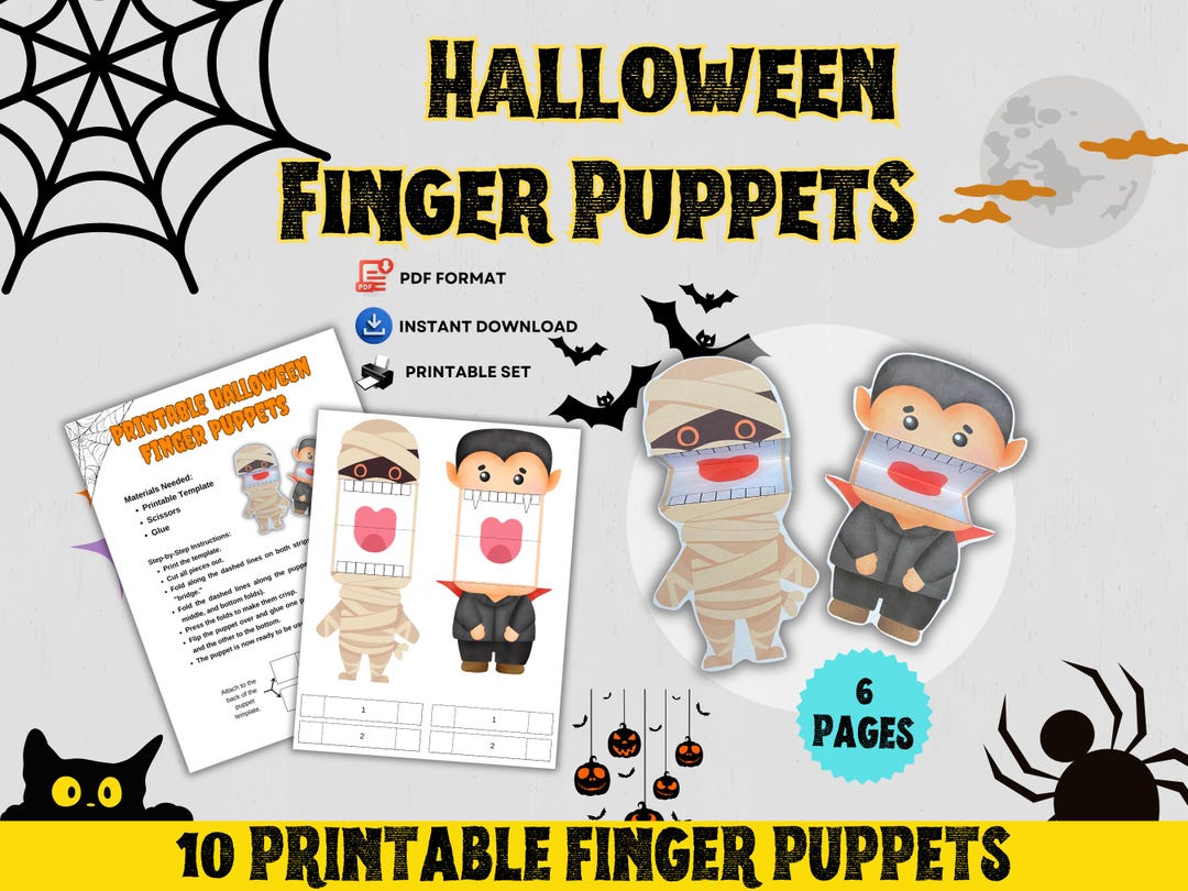 Halloween Finger Puppets Printable, Kids Halloween Activity, Halloween ...