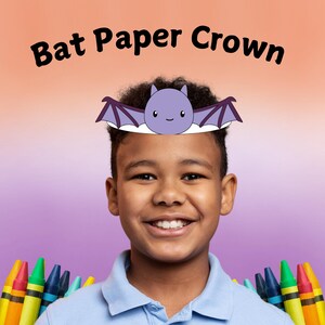 Bat Paper Crown Template, Halloween Printable Paper Crown, Halloween ...