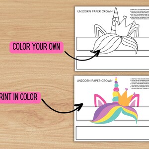 Unicorn Princess Paper Crown Template, Unicorn Kids Coloring Craft ...