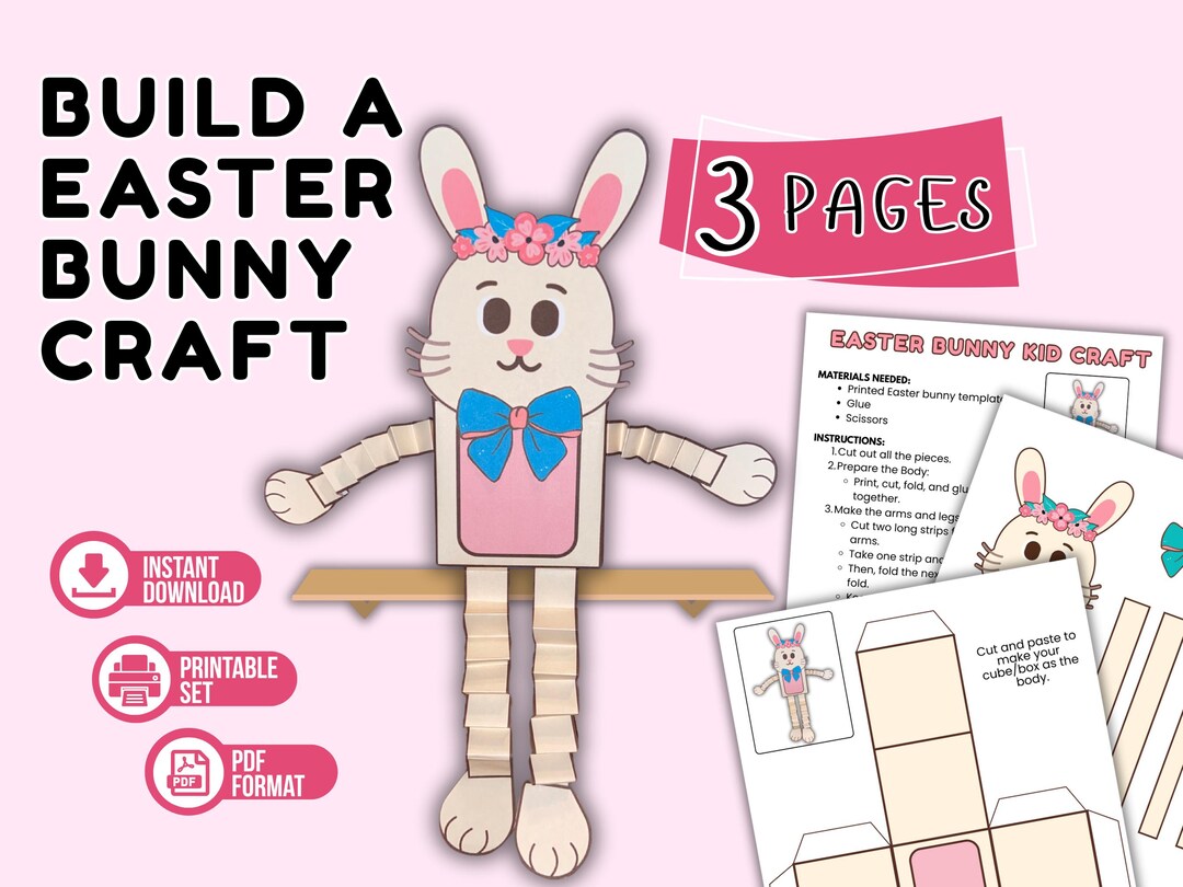 Build a Easter Bunny Craft, Cut & Glue Activity, Cut and Paste ...