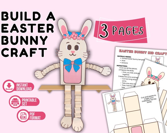 Build a Bunny Face Printable for Kids, Bunny Cut and Paste Activity ...