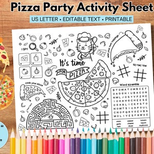 CUSTOM Pizza Birthday Party Activity Placemat, Coloring Placemat Craft ...