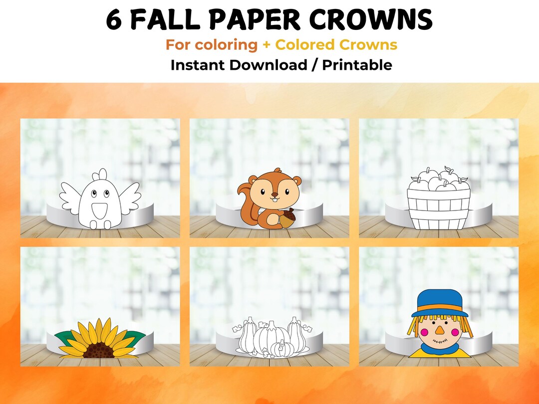 Fall Paper Crowns Bundle, Printable Paper Crowns, Thanksgiving Autumn ...