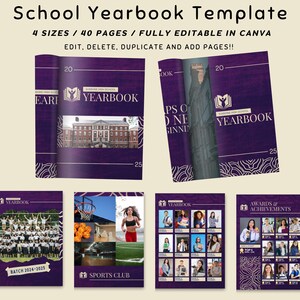 High School Yearbook Template, Editable Senior Memory Book, School ...