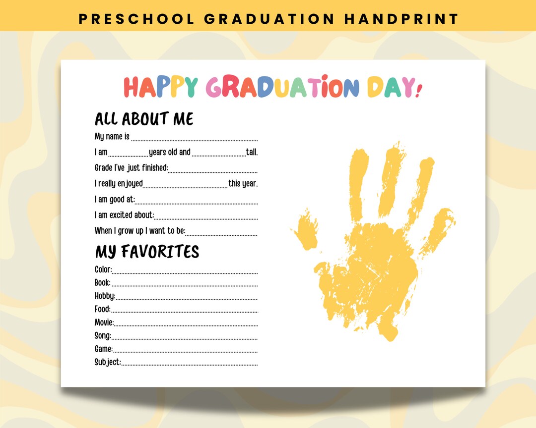 Preschool Graduation Handprint Art Craft, Kindergarten Preschool ...