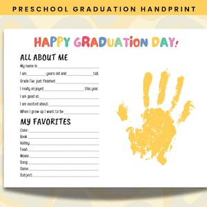Preschool Graduation Handprint Art Craft, Kindergarten Preschool ...