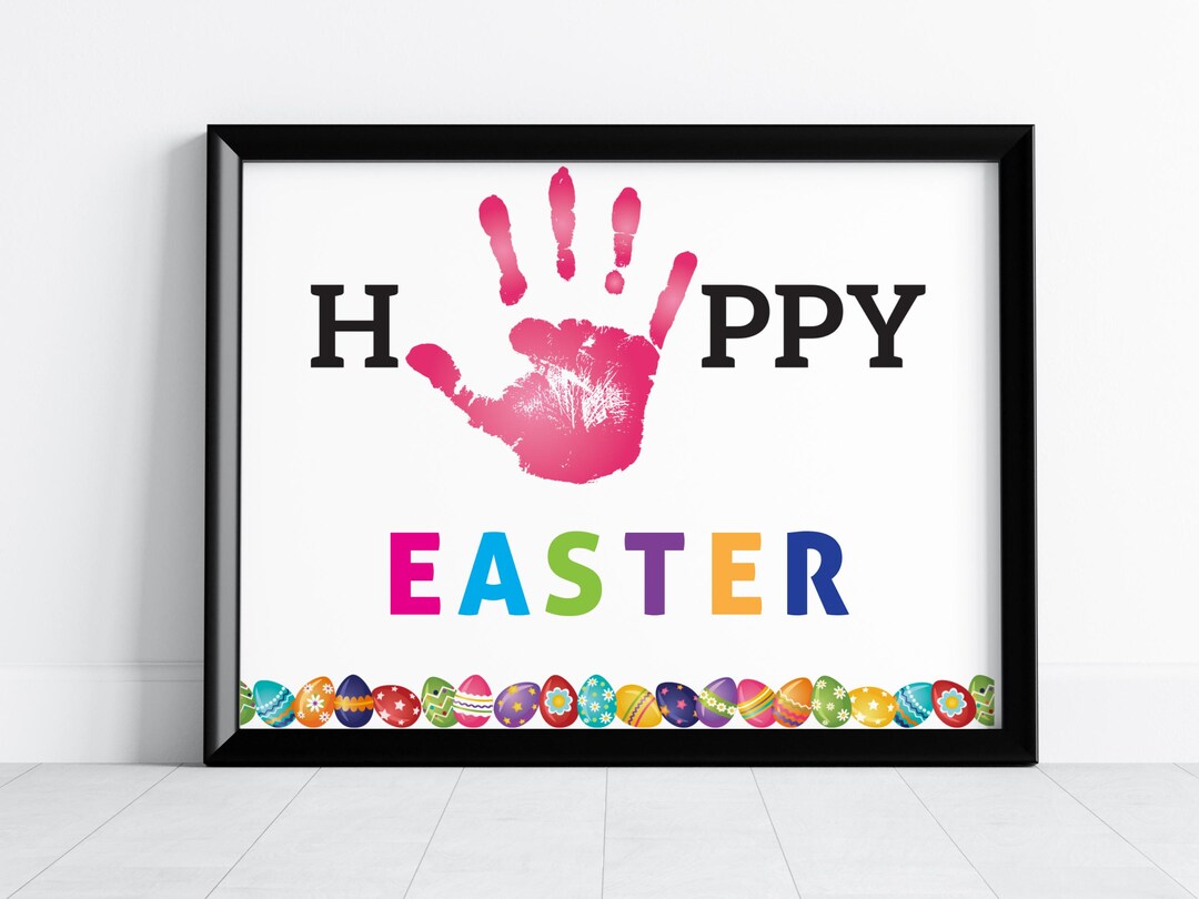 Happy Easter Handprint Art Printable, Baby First Easter Keepsake Craft ...