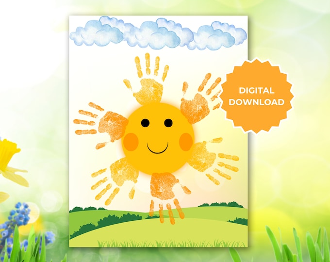 Summer Sun Handprint Art, Preschool or Daycare Activities, Printable ...