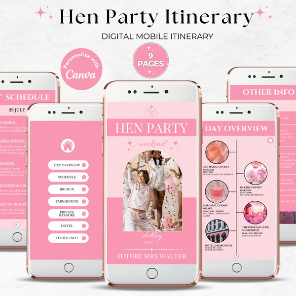 Itinerary Hen Party Template - Etsy