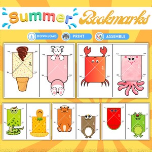 Summer Printable Bookmarks, Summer Crafts for Kids, Animal Bookmarks ...