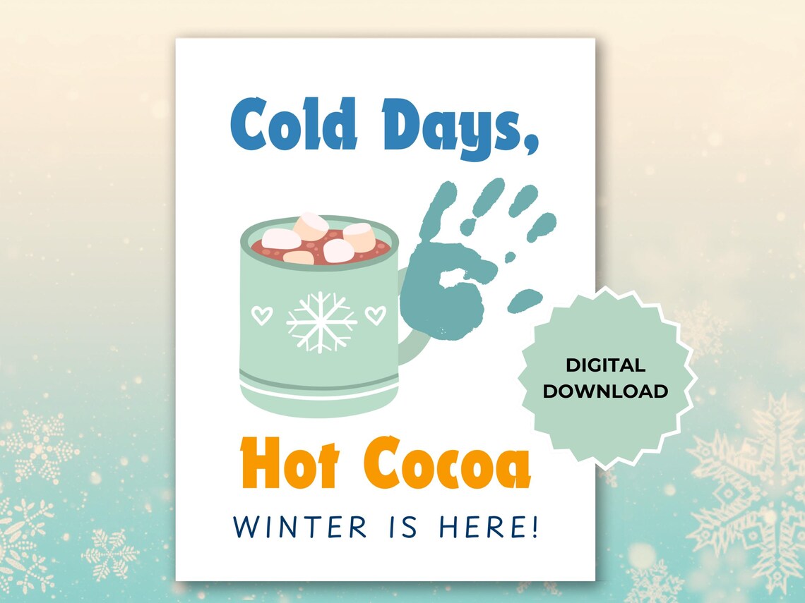 Hot Chocolate Handprint Craft Template, Printable Winter Handprint Art ...