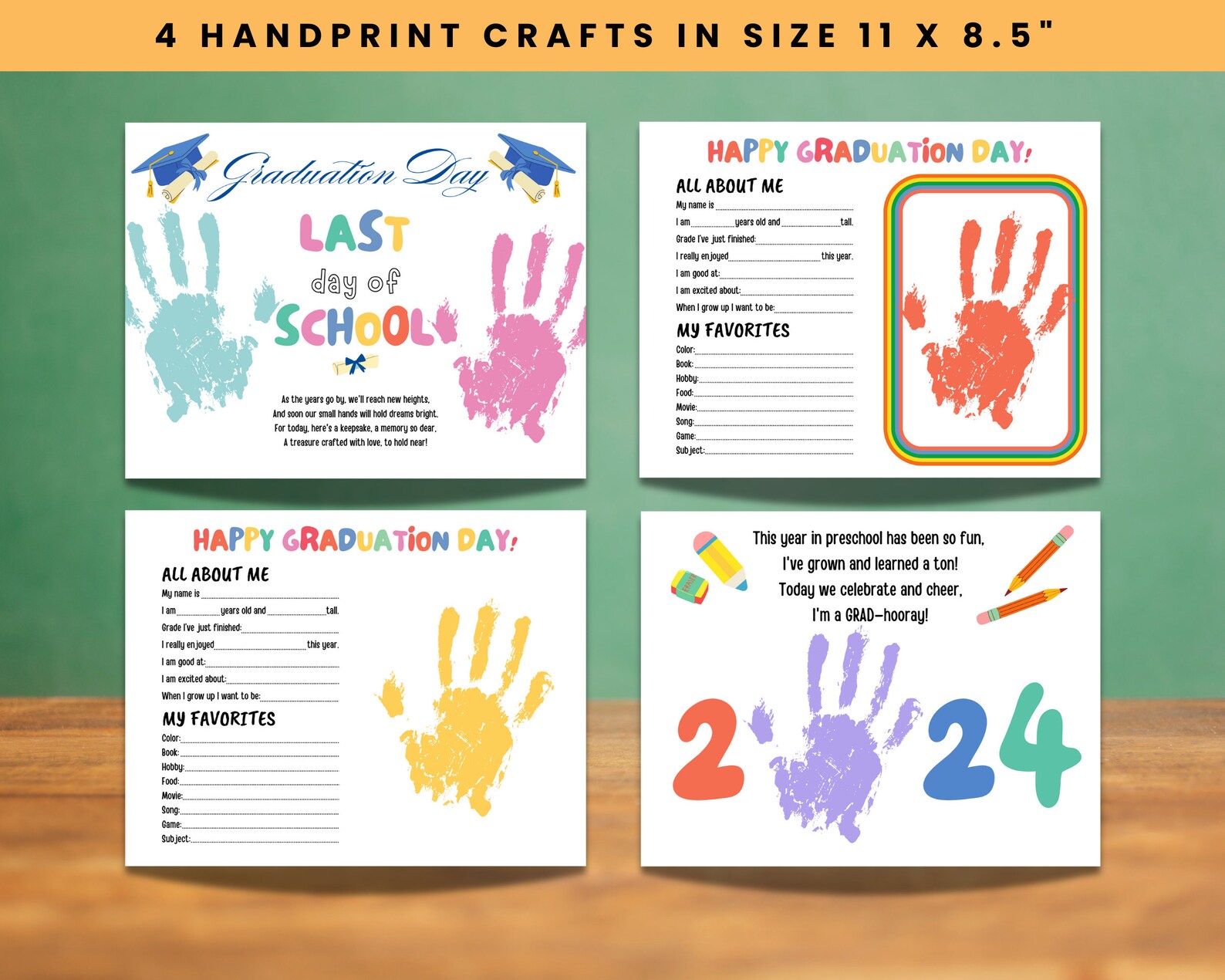 Last Day of School Handprint Art Crafts, Kindergarten Preschool ...