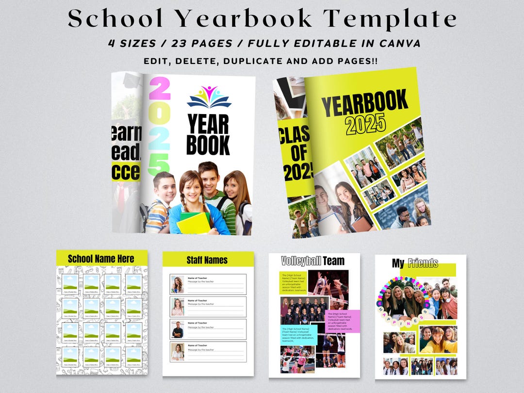 High School Yearbook Template, Class of 2025 Editable Senior Yearbook ...