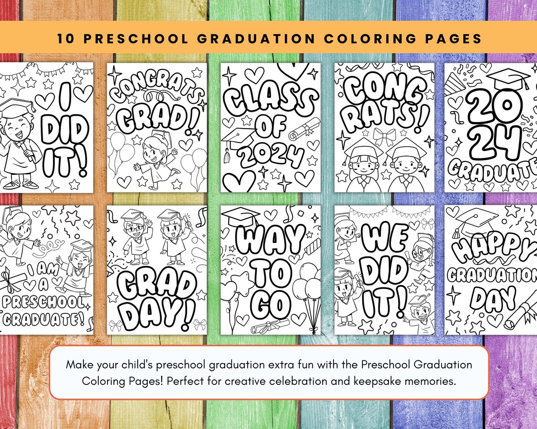Preschool Graduation Coloring Pages, Graduation Activity, Kindergarten ...