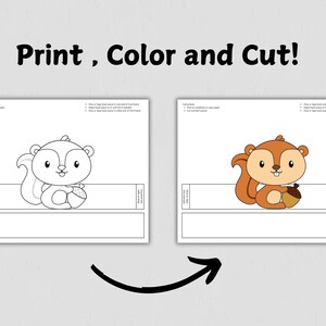 Squirrel Paper Crown Template, Fall Printable Paper Crown, Autumn Party ...