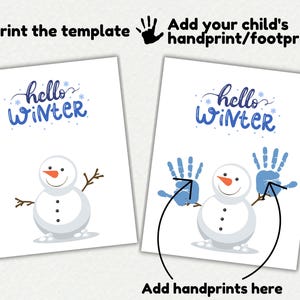 Snowman Handprint Craft Template, Winter Handprint Art Craft, Hello ...