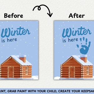 Winter Handprint Craft Template, Snowy Cabin Handprint Art, Printable ...
