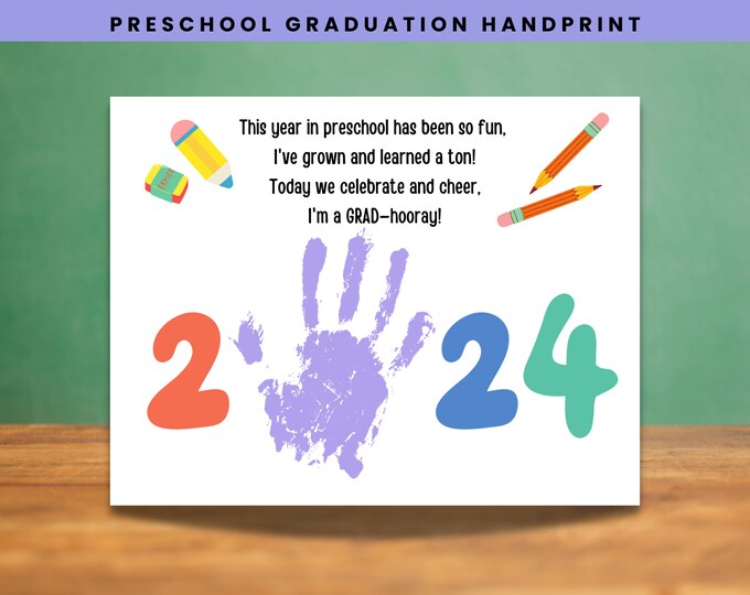 Preschool Graduation Handprint Art Craft, Printable | Last Day of ...