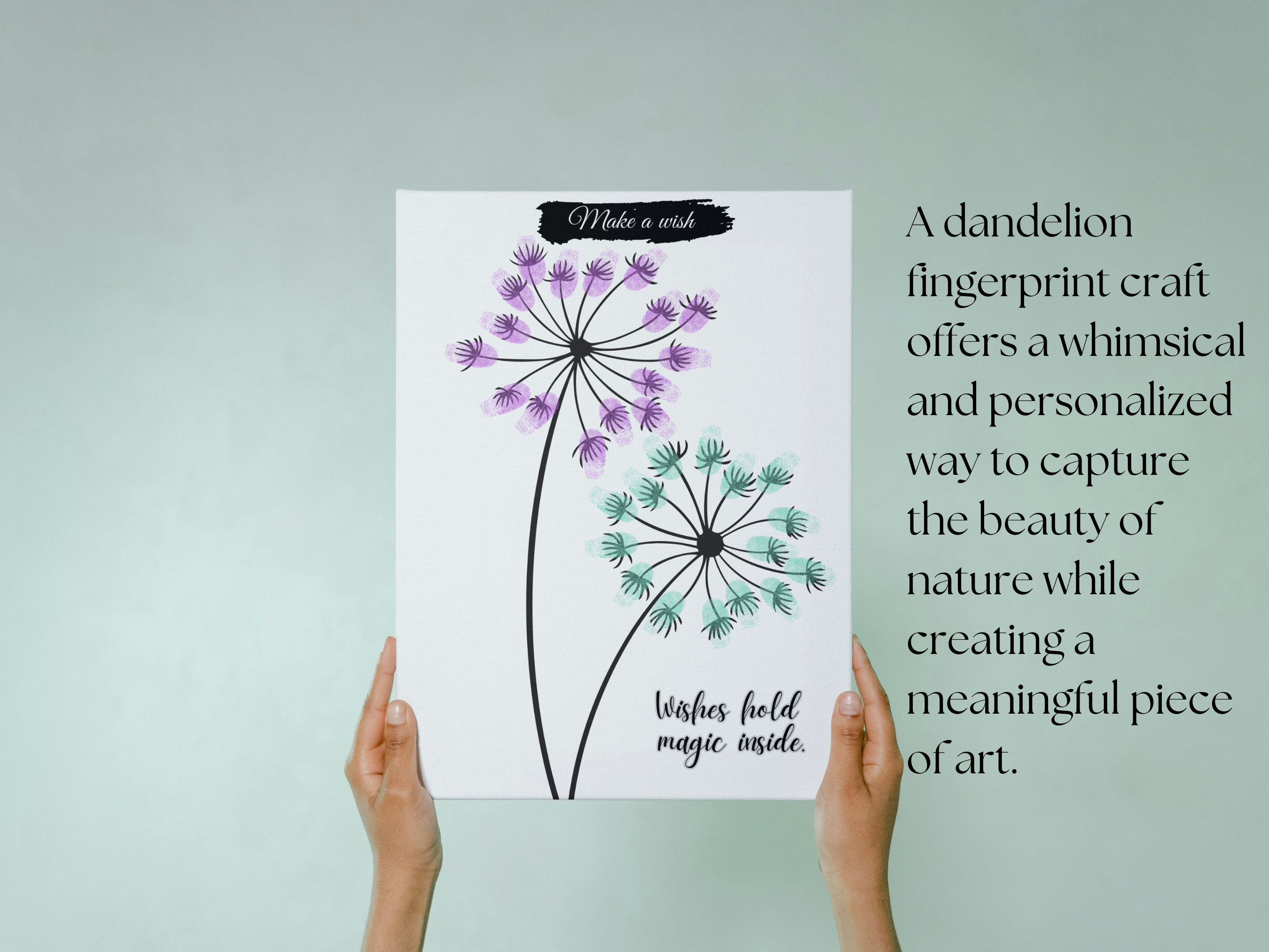 Fingerprint Dandelion Art Craft, Wishes Handprint Craft, Keepsake DIY ...