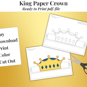 King Paper Crown Template, King Coloring Craft, Printable Kids Craft ...