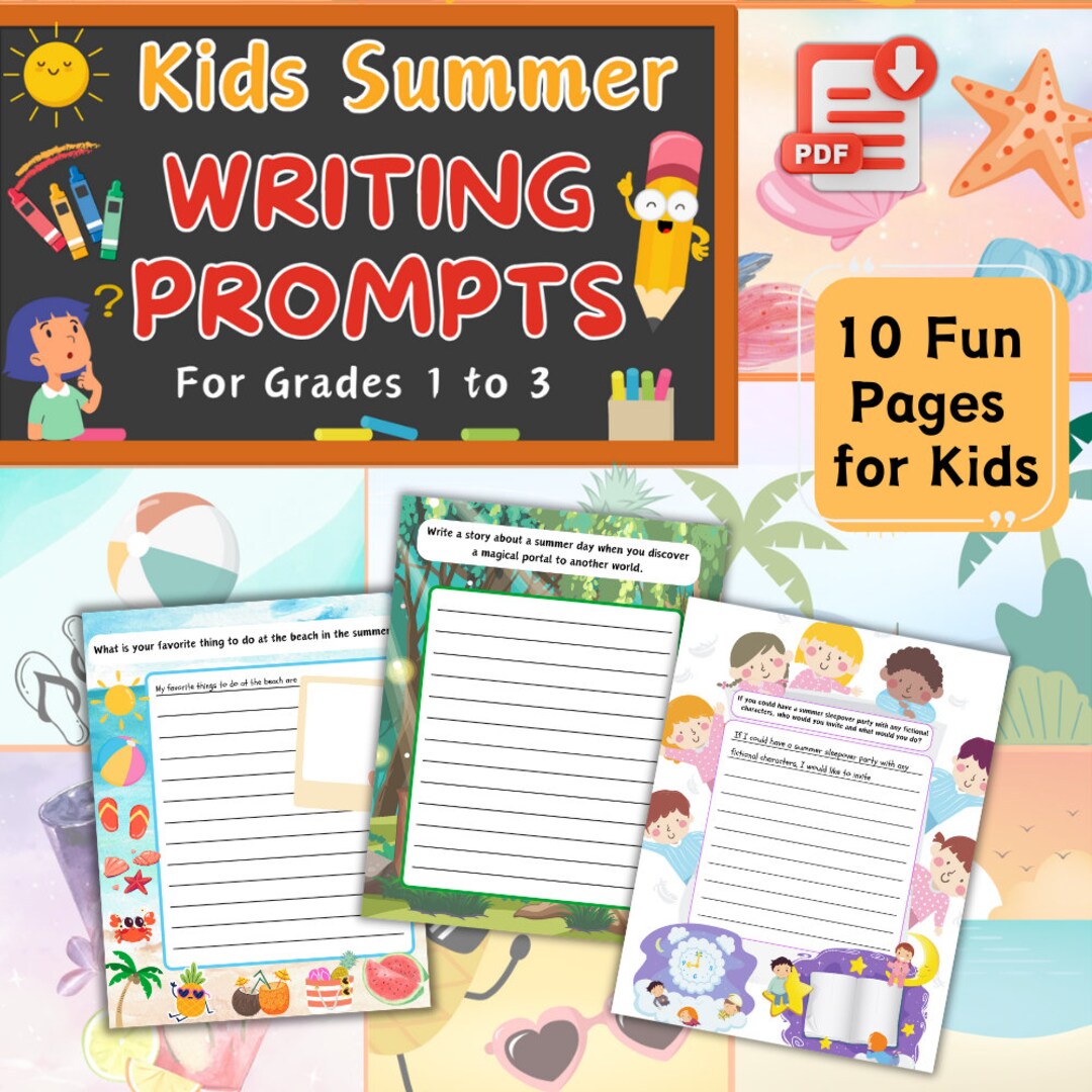 Summer Journal Writing Prompts, Summer Time Kids Journal Writing ...