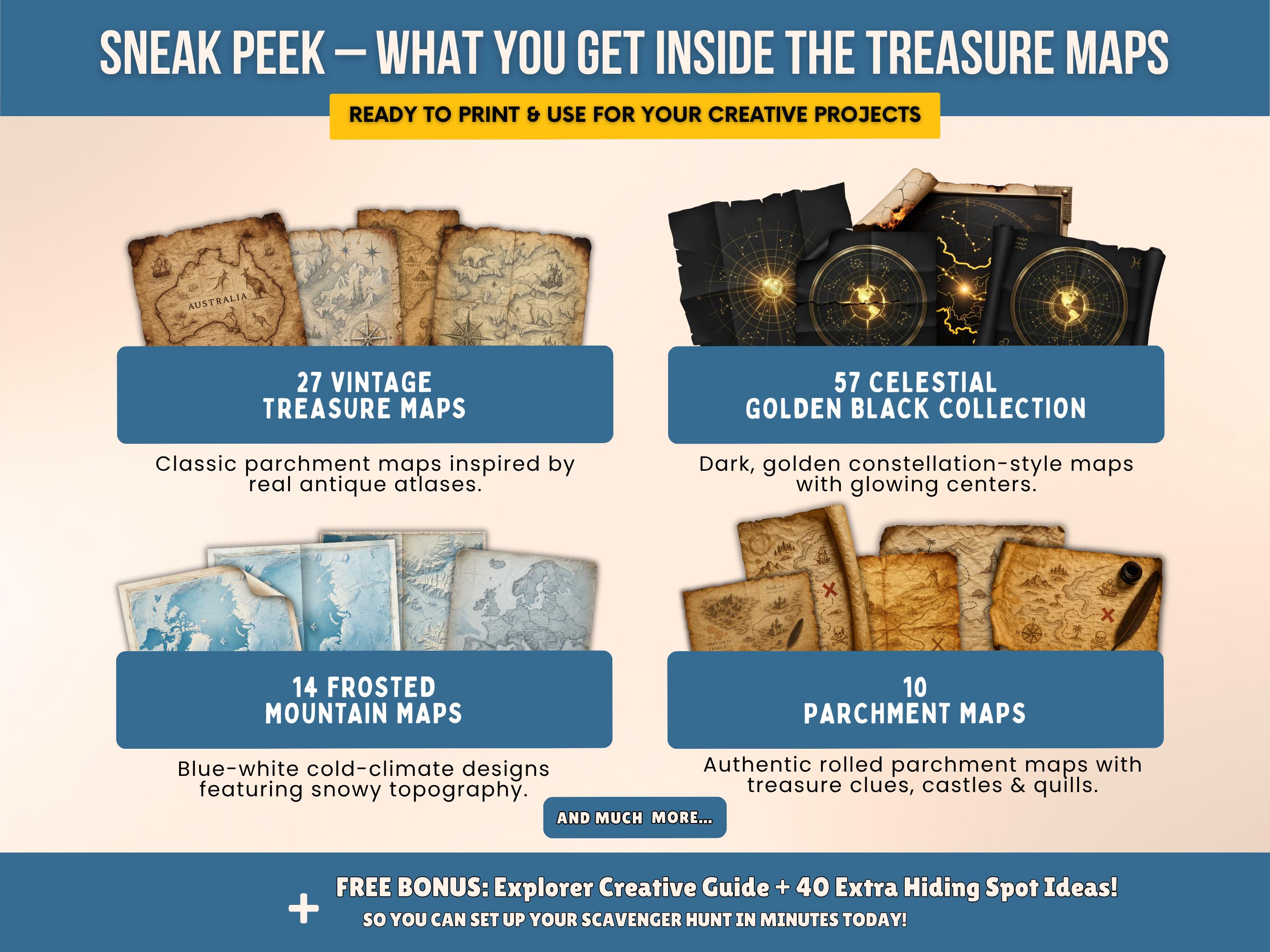Pirate Treasure Hunt Printable Bundle, Editable Clue Cards, 100 ...