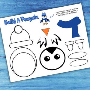 Build a Penguin Craft, Winter Kids Craft, Winter Activity, Printable ...