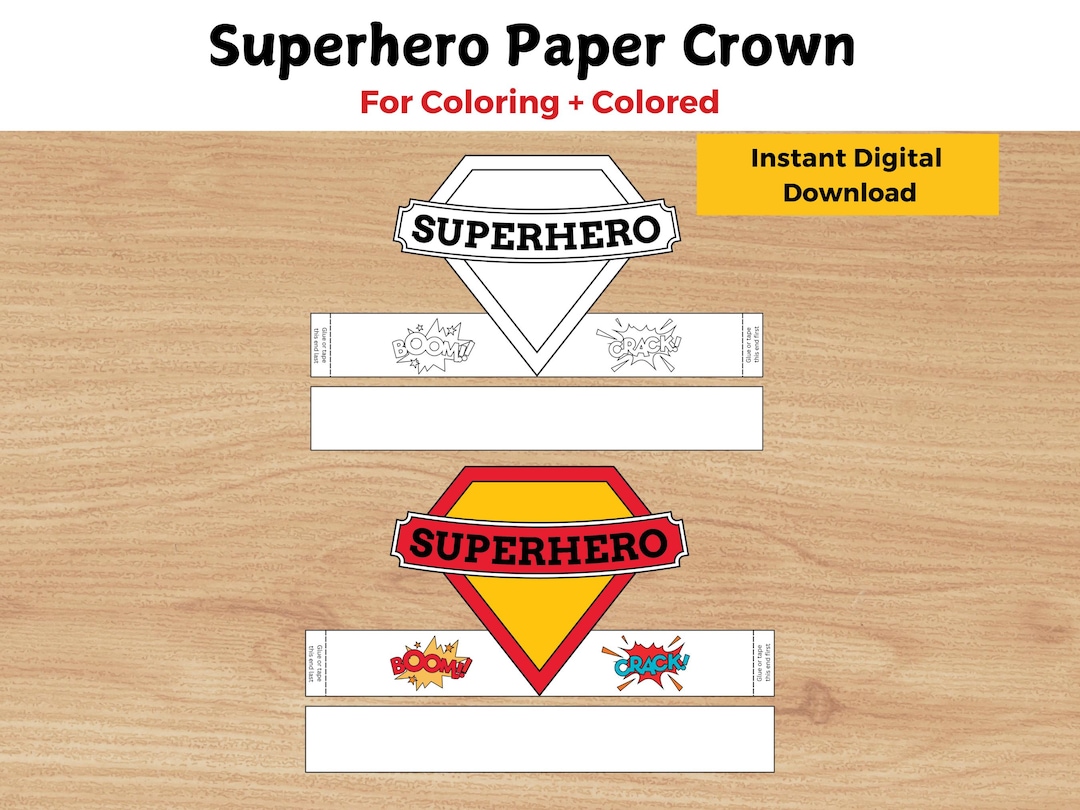 Superhero Paper Crown Template, Printable Paper Crown, Superhero ...