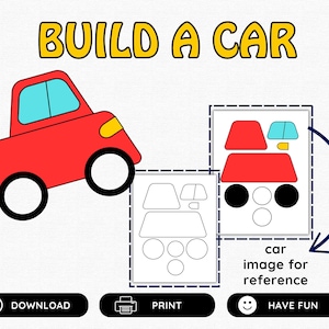 Build a Car Cut & Paste Kid Craft, Car Printable Template, Car Coloring ...