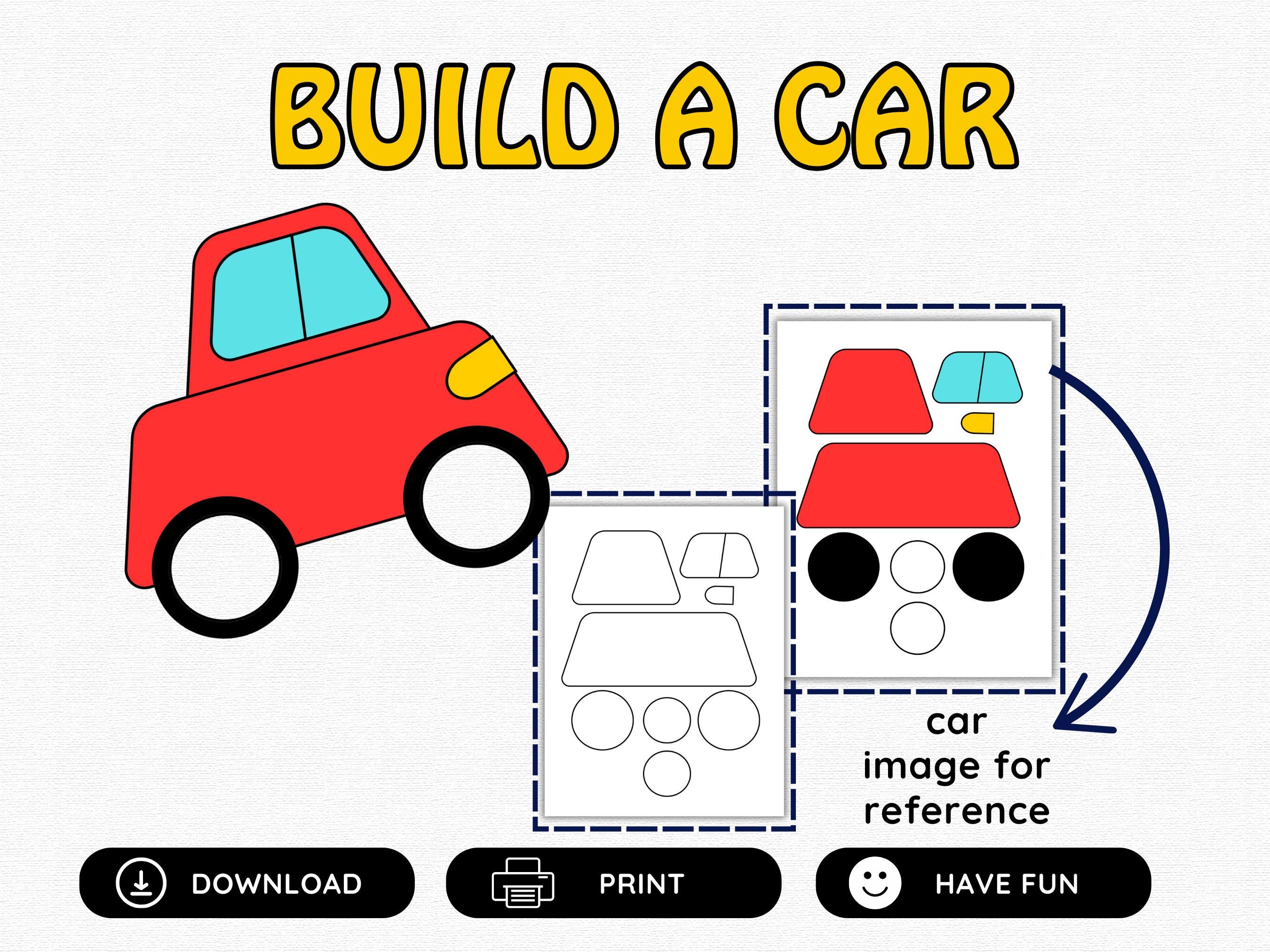 Build a Car Cut & Paste Kid Craft, Car Printable Template, Car Coloring ...