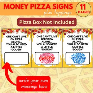 Printable Money Pizza Sign Bundle, Birthday Money Gift Idea, Birthday ...