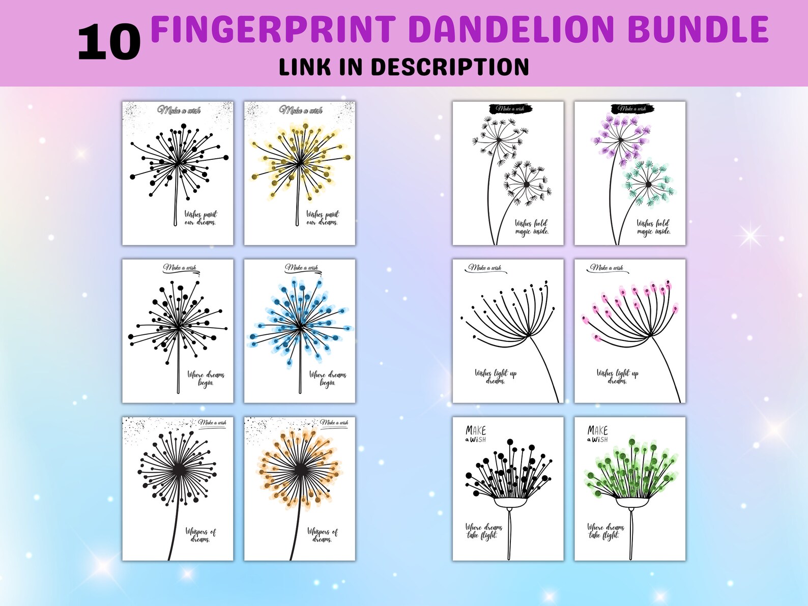Fingerprint Dandelion Art Craft, Wishes Handprint Craft, Keepsake DIY ...