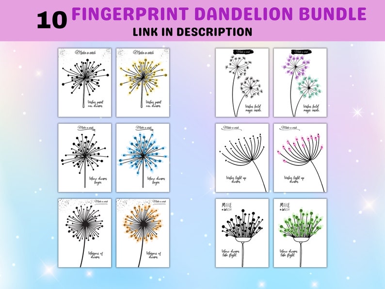 Fingerprint Dandelion Art Craft, Wishes Handprint Craft, Keepsake DIY ...
