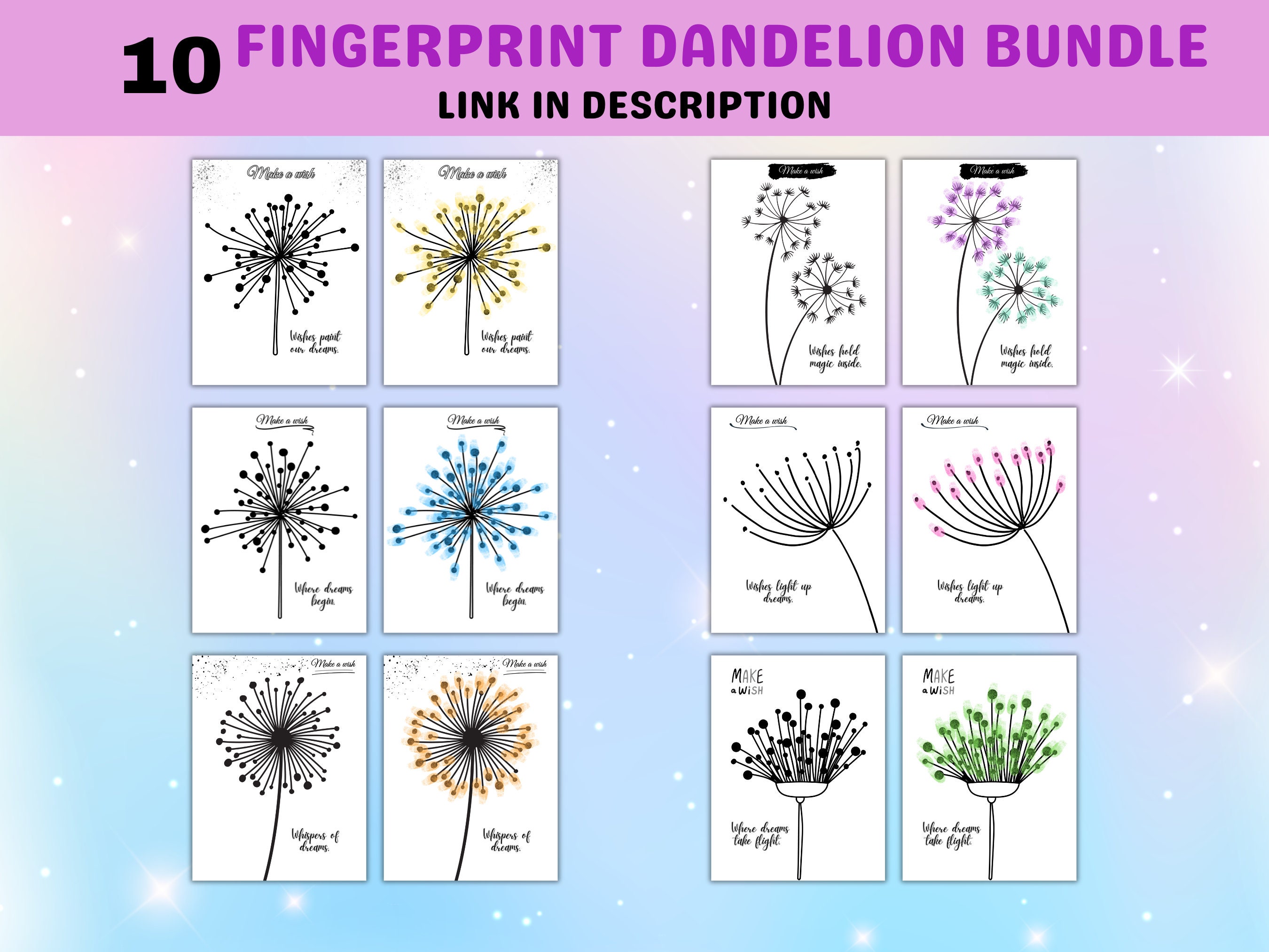 Fingerprint Dandelion Art Craft, DIY Keepsake (PDF Pattern) - Etsy