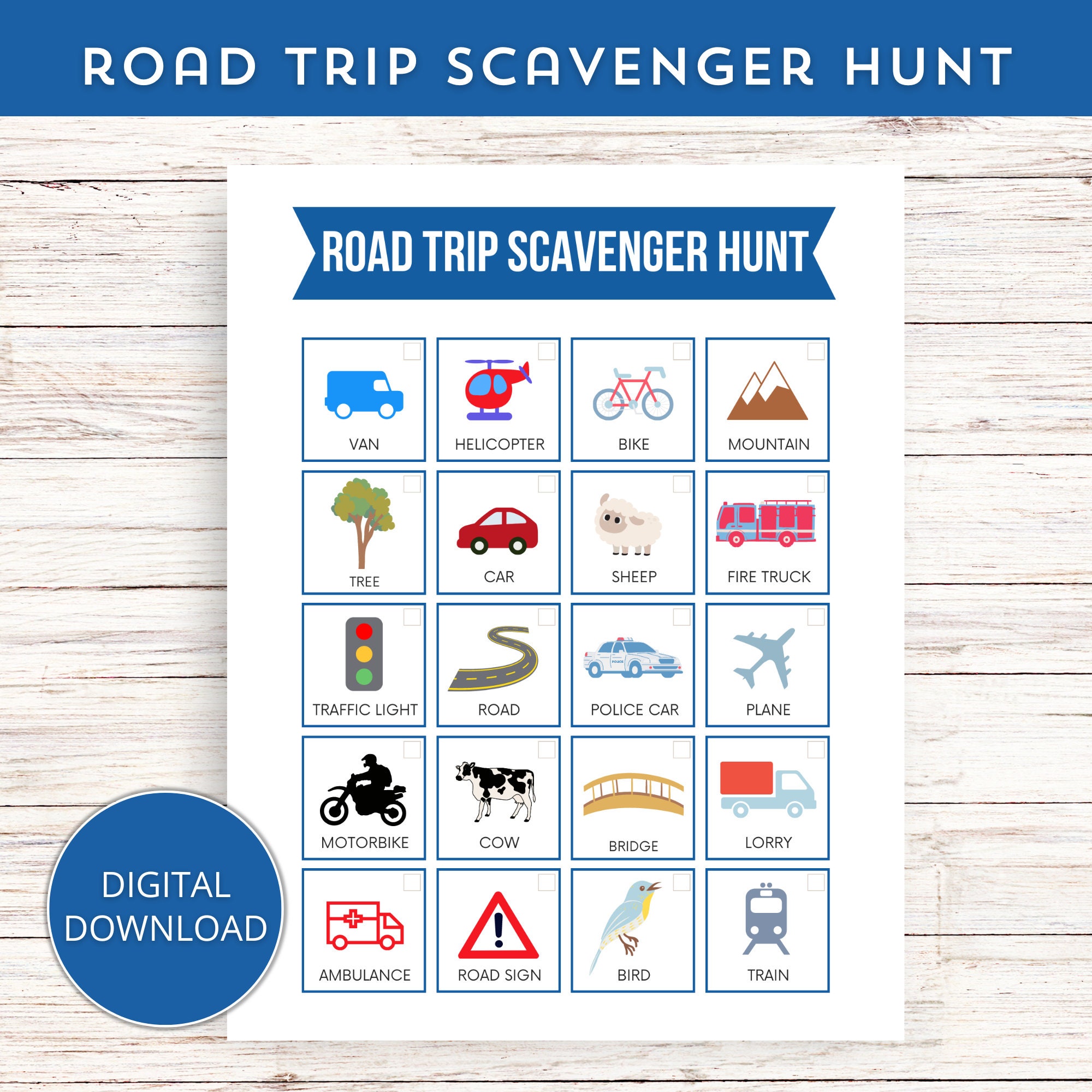Road Trip Scavenger Hunt Game, Printable Car Game, Car Ride Activity ...
