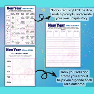 Roll a Story New Year Game, Dice Game for Kids, New Years Activities ...