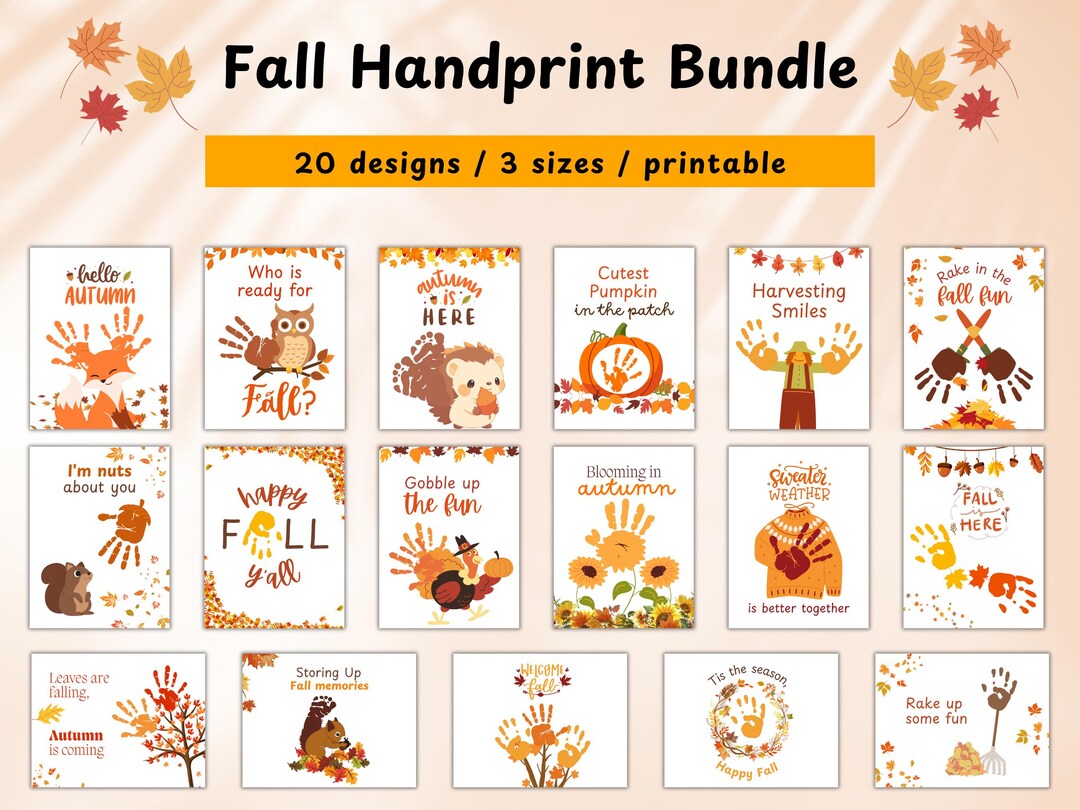 Fall Handprint Art Bundle for Kids, Autumn Handprint Toddler Craft ...