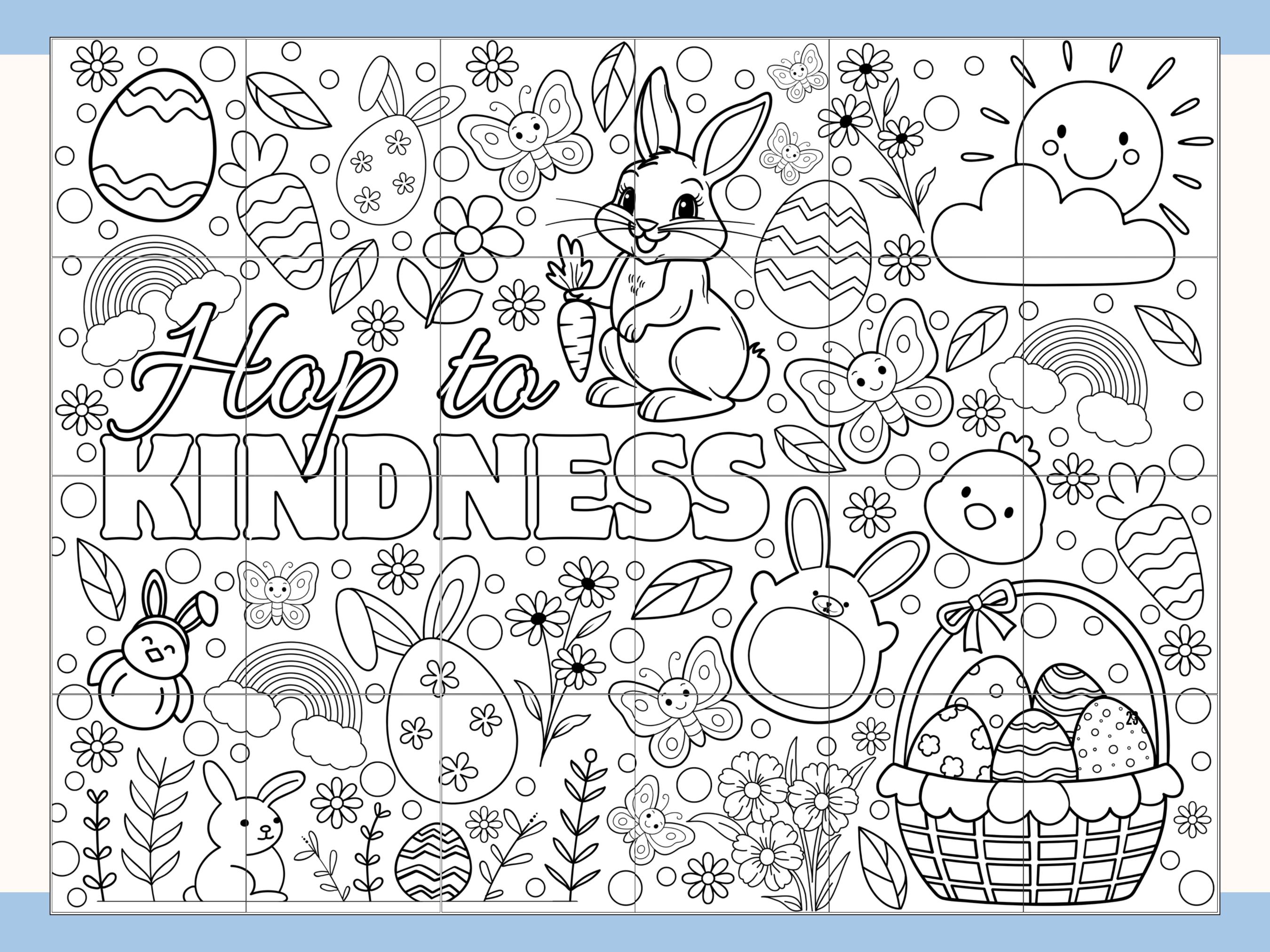 Easter Collaborative Poster, Printable Coloring Wall Puzzle, Classroom ...