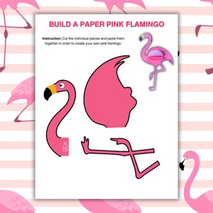 Build a Flamingo Paper Craft, Flamingo Summer Craft Activity, Back to ...