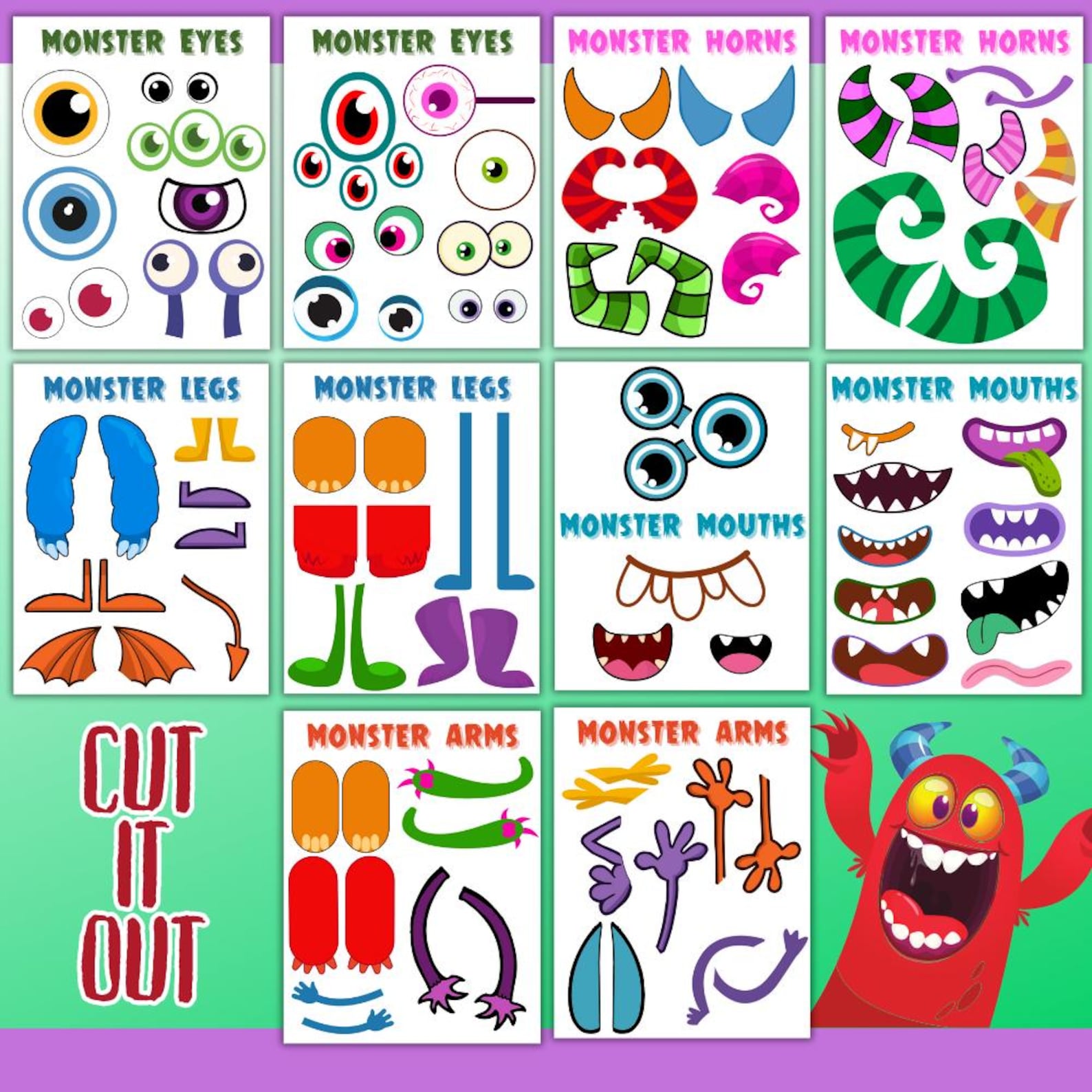 Build a Monster Craft, Printable Build Your Own Monster Kit, Make a ...