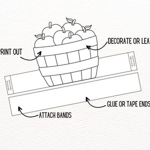 Basket of Apples Paper Crown, Thanksgiving Autumn Fall Party Coloring ...