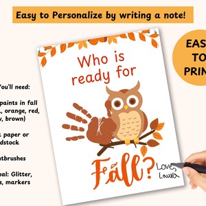 Owl Handprint Art Craft, Fall Handprint Craft, Autumn Craft, Animal ...