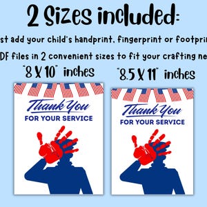Veteran's Day Handprint Craft, Veteran Thank You for Your Service ...