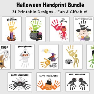 Halloween Handprint Art Bundle, Kids Halloween Activity, Printable ...