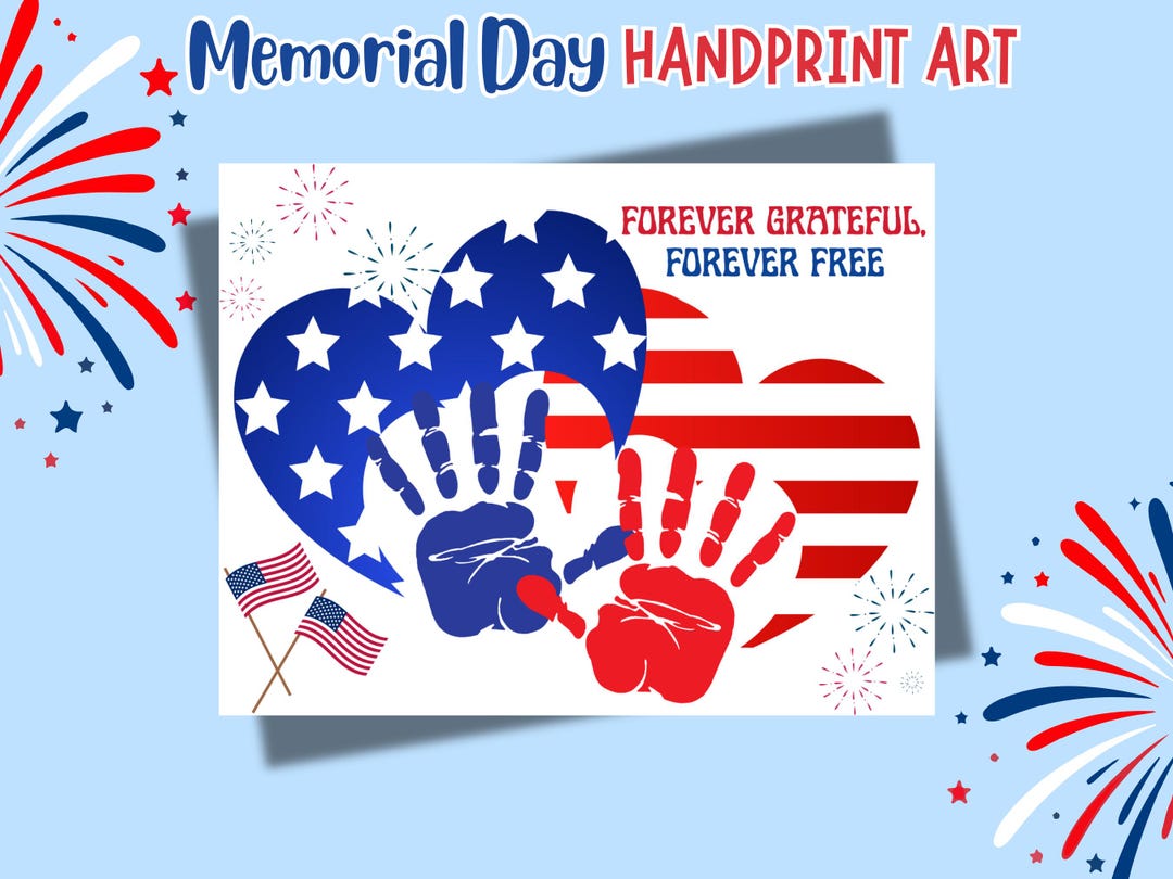 Memorial Day Handprint Craft, Patriotic Handprint Art Baby Keepsake Art ...