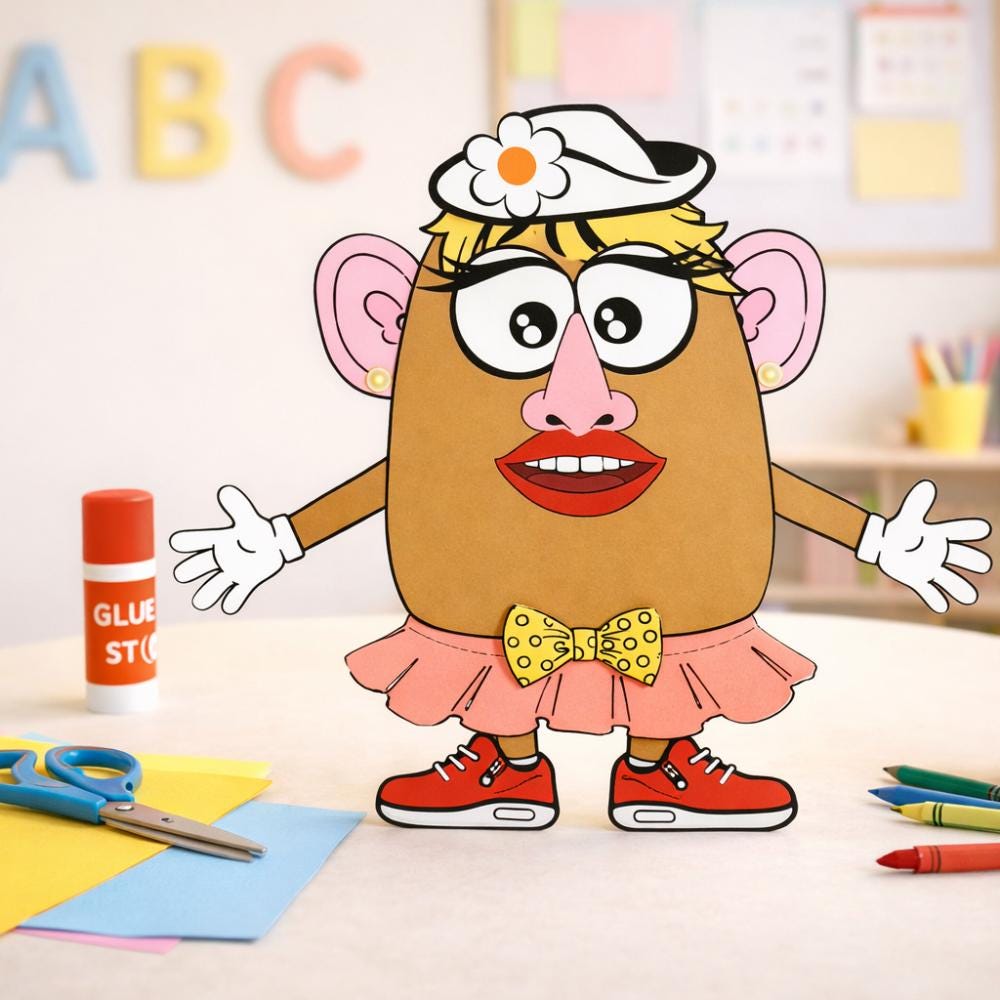 Build A Mr Potato and Mrs Potato Craft, Accessories Dress up Paper Doll ...