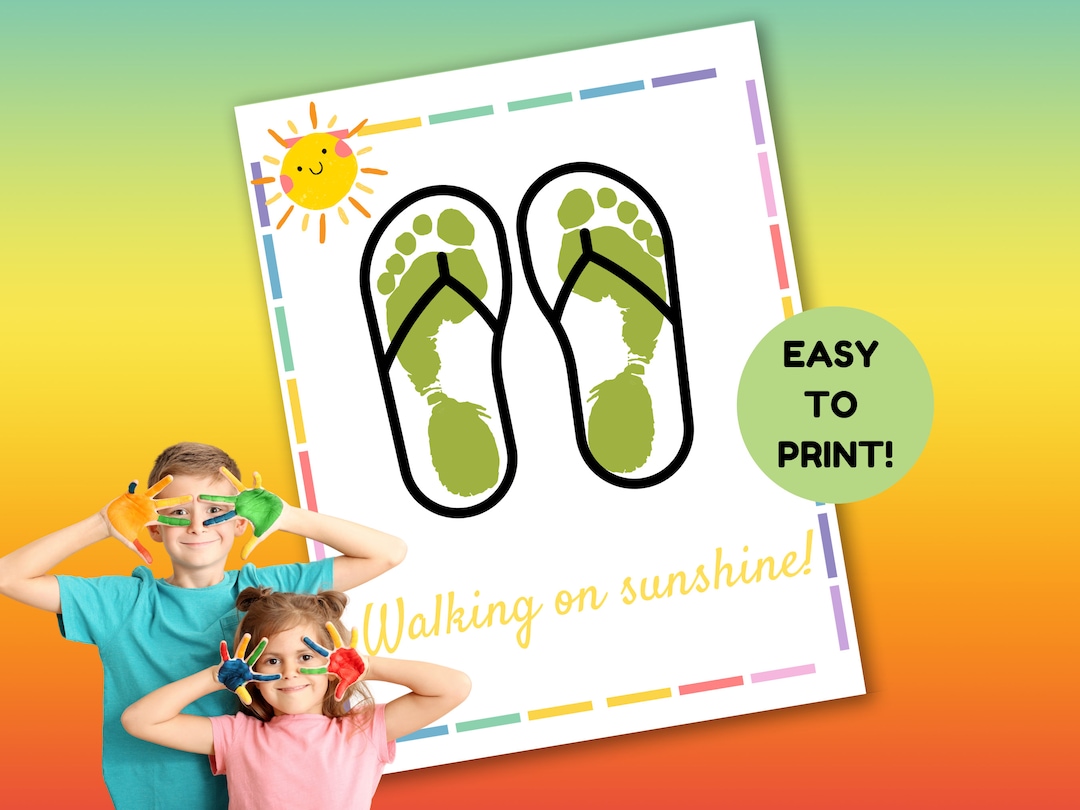 Summer Footprint Art Craft, Beach Footprint Art Craft, Baby Keepsake ...