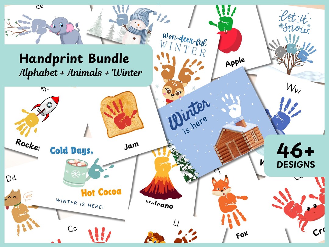 ABC Handprint Craft & Winter Handprint Craft Bundle A-Z Alphabet ...